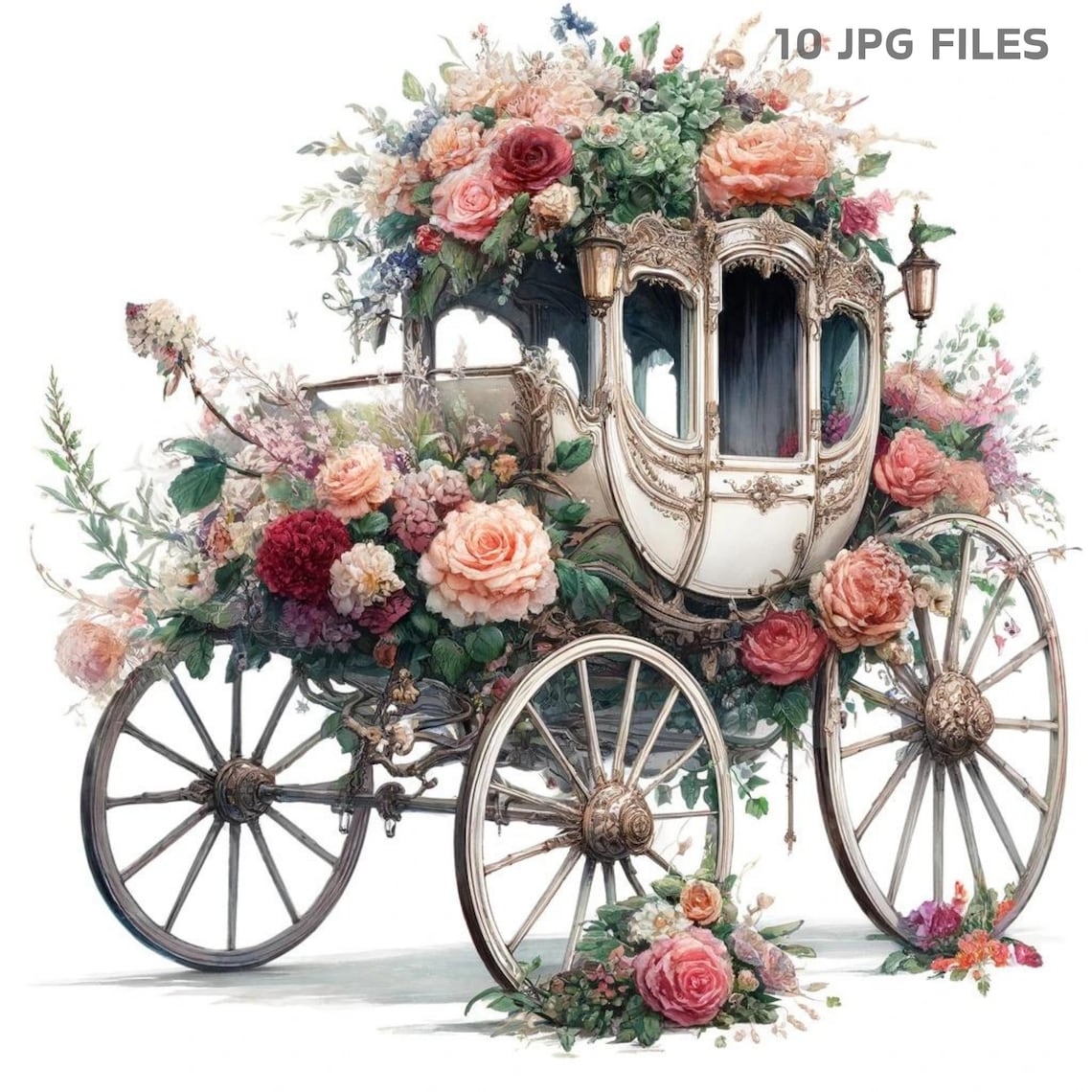 Floral Carriage Digital Clipart for Digital Crafting, Commercial Use ...