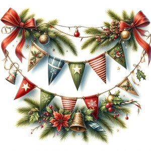 Christmas Bunting Clipart, Holiday Bunting Banner Set, Christmas ...