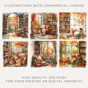Autumn Cozy Reading Nook Clipart Set for Fall Wall Art & Planner Decor ...