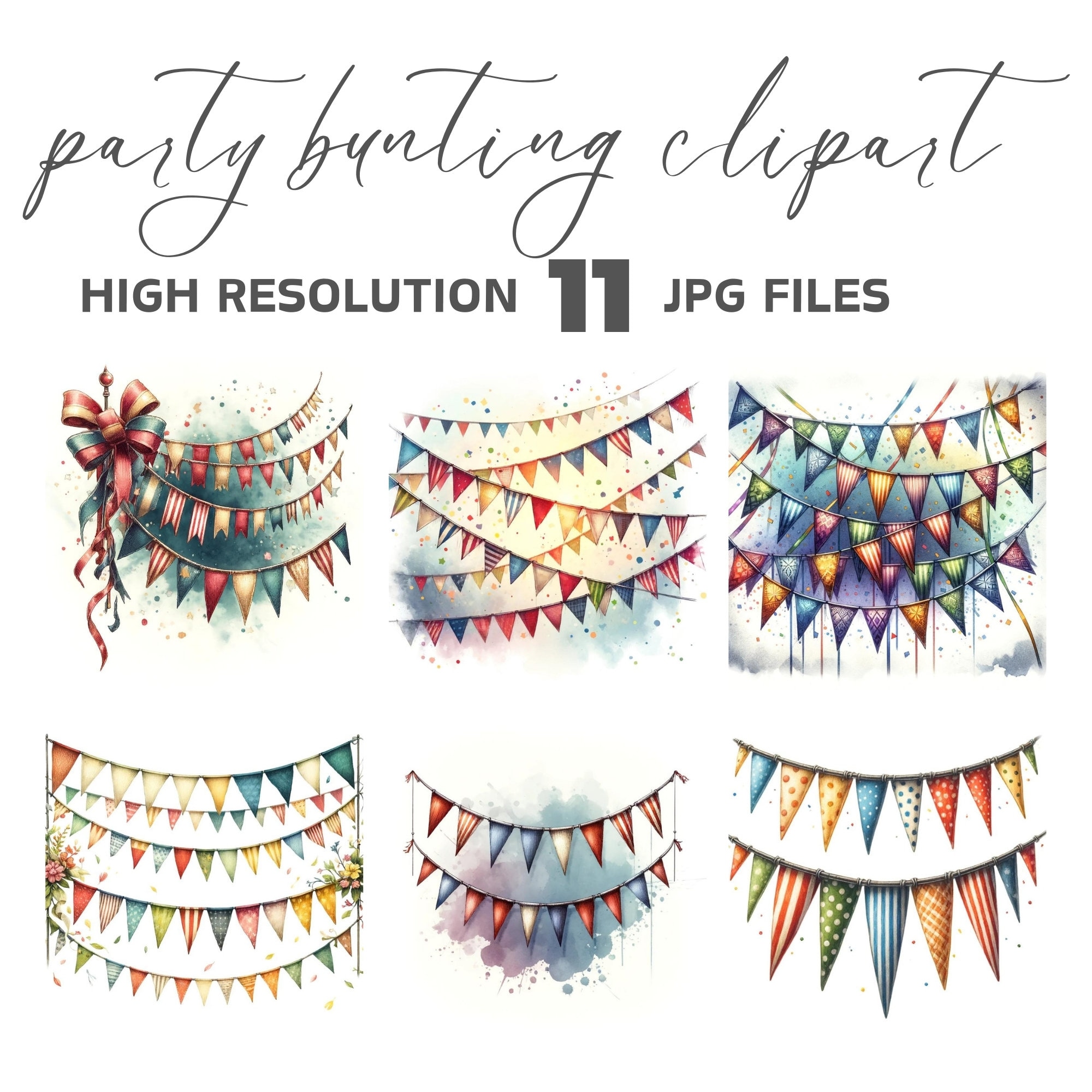 Party Bunting Clipart Bundle for Birthday Garlands and Invitations ...