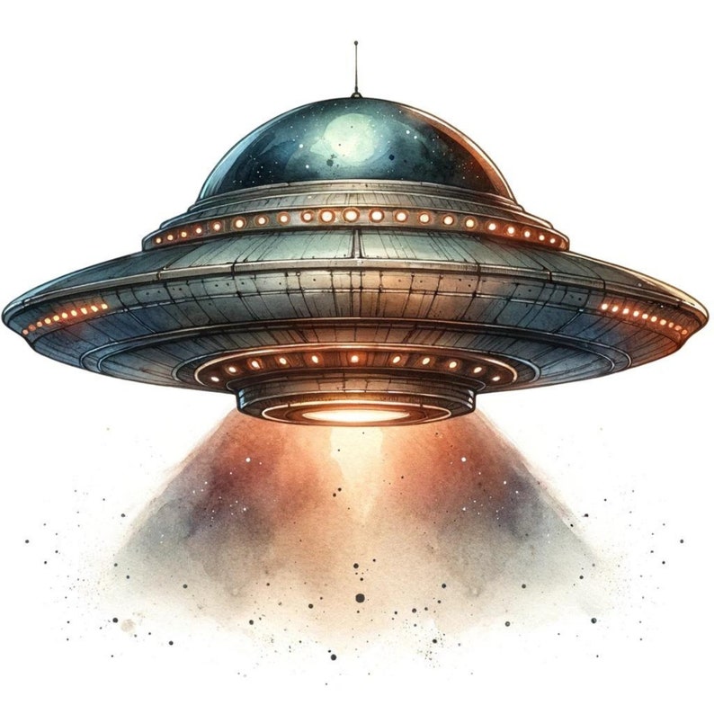 12 Flying Saucer Digital Clipart Set, Fun UFO Illustrations for Digital ...