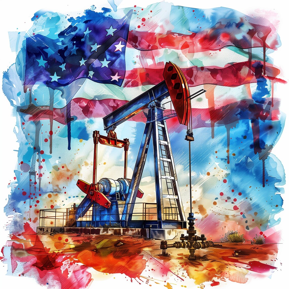 Oil Platform Graphic Design, Oilfield Clip Art for Sublimation Designs ...