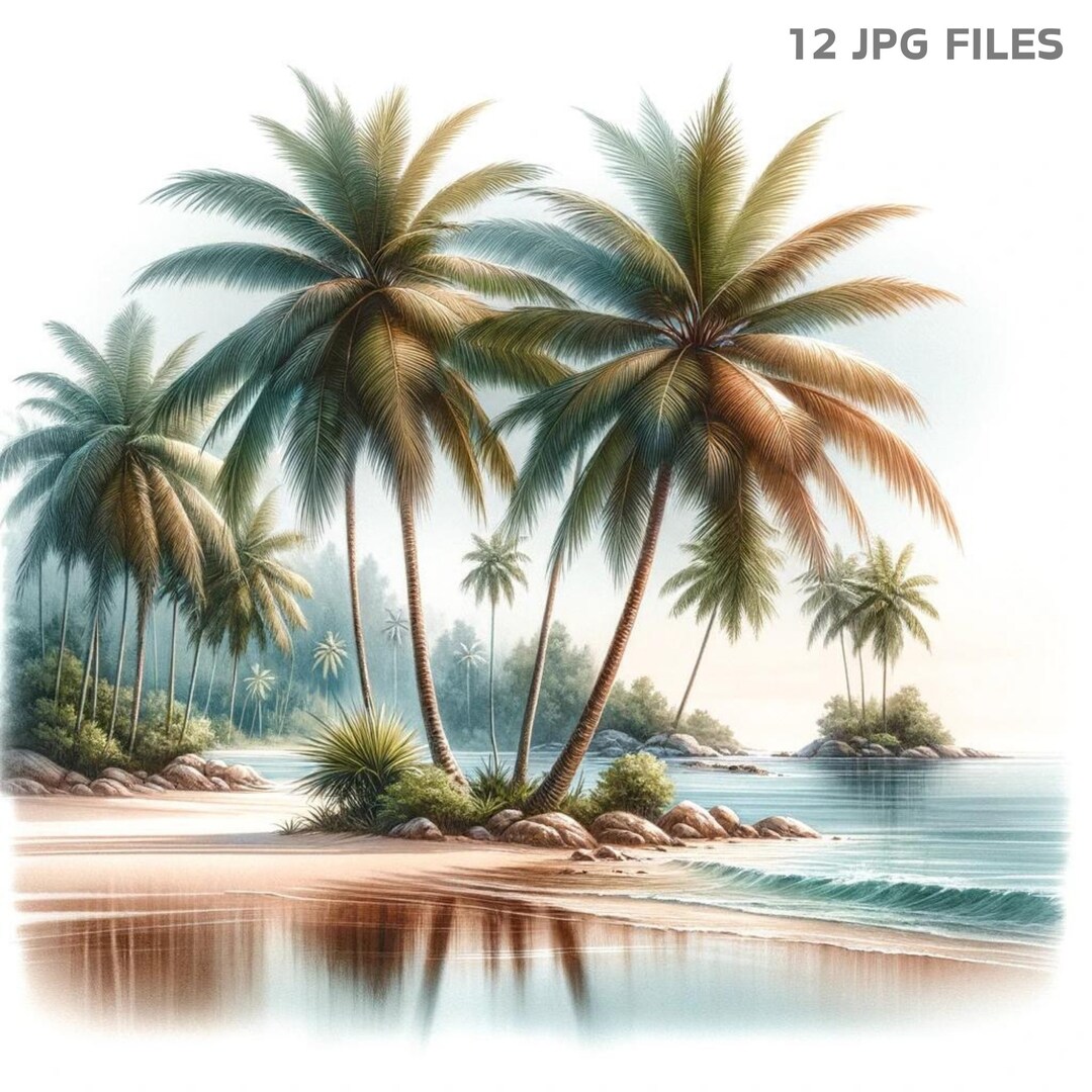 Nautical Ocean Clipart, Sand, Palm Tree, Summer Clipart for Junk ...