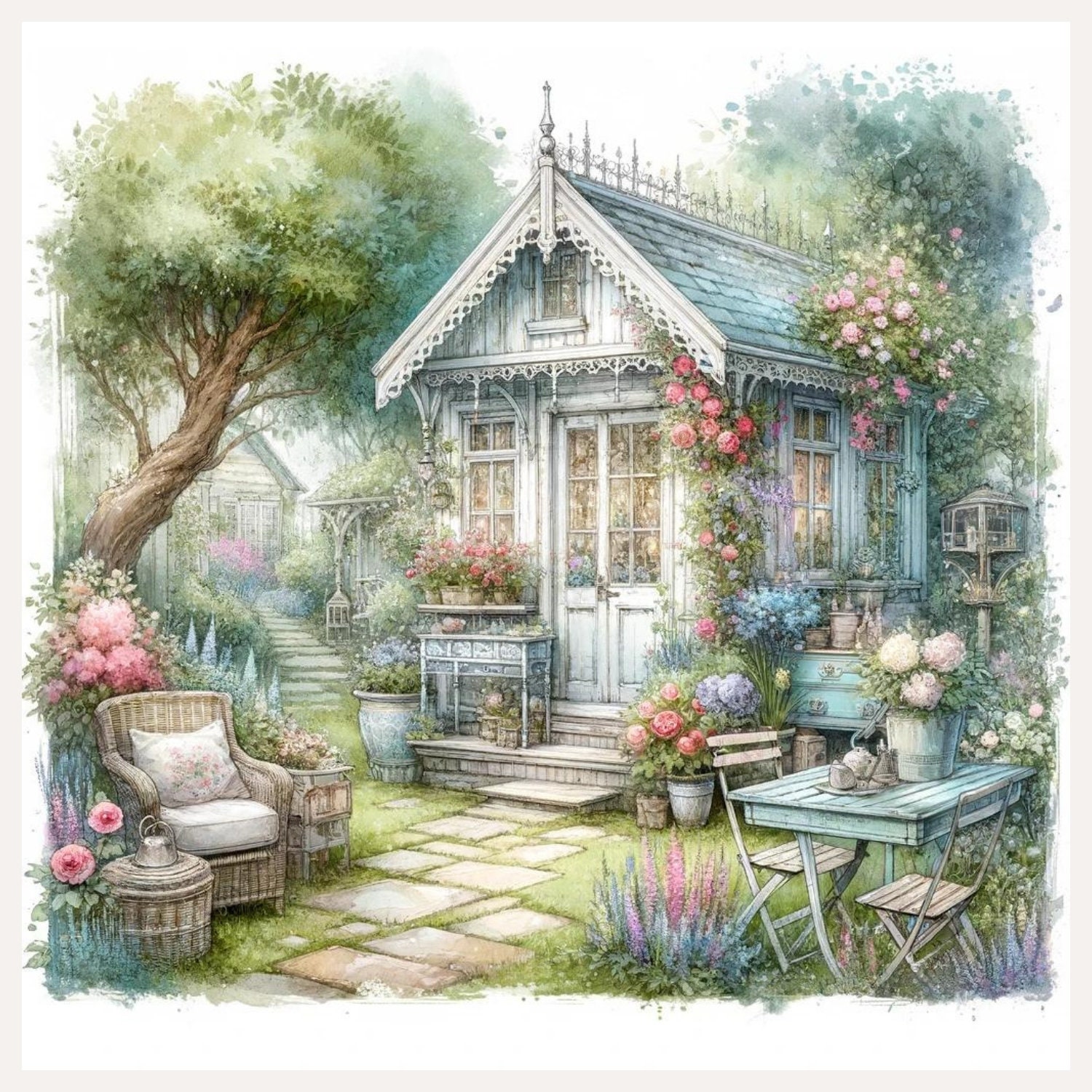 12 Shabby Chic Garden Journaling Pages,printable Design for ...