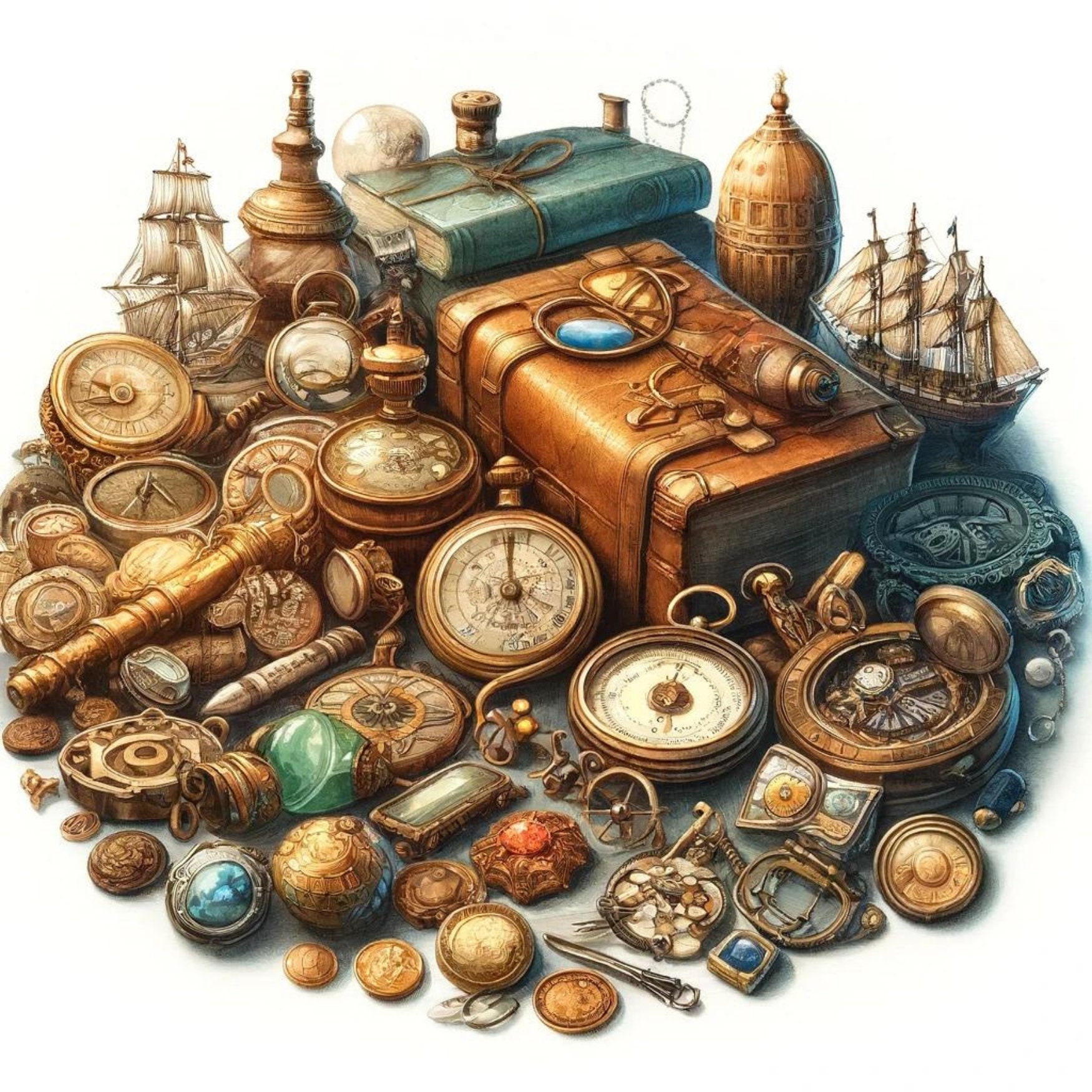 Vintage Treasure Chest Clipart Bundle, Instant Download JPG Files for ...