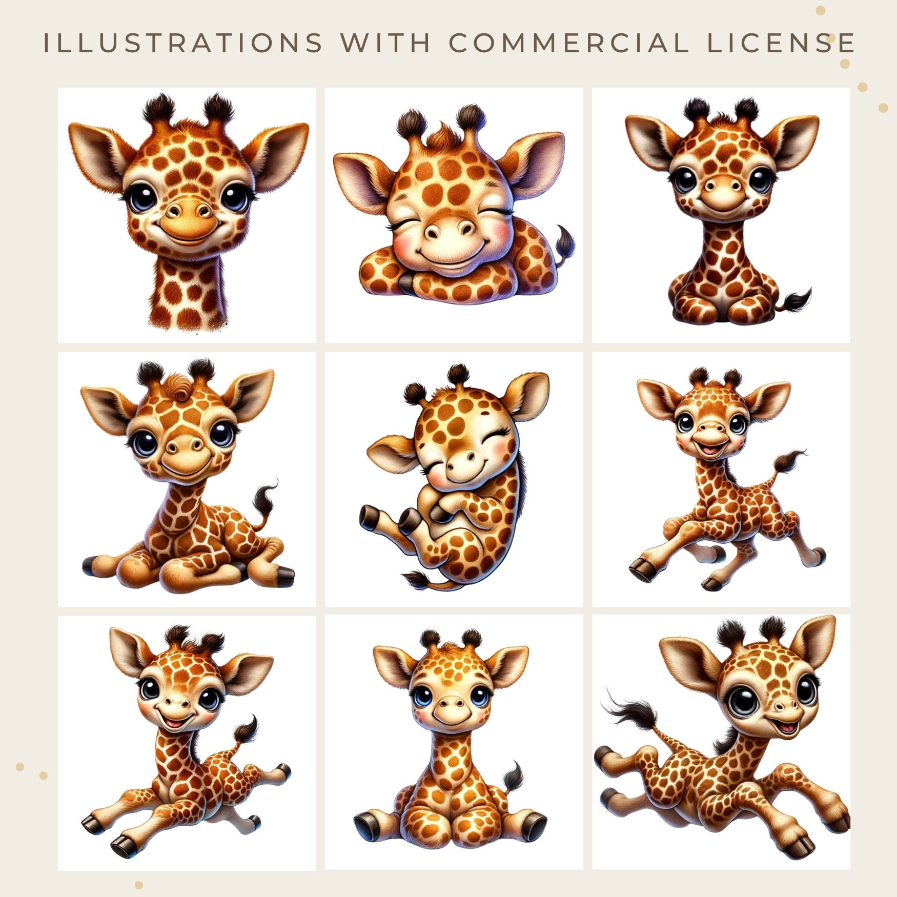 Watercolor Giraffe Clipart Bundle, Digital Crafting Scrapbook Images ...