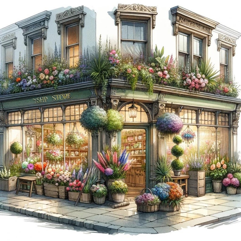 10 Digital Scrapbook Paper Pack Floral Shop Clipart Bundle, Printable ...