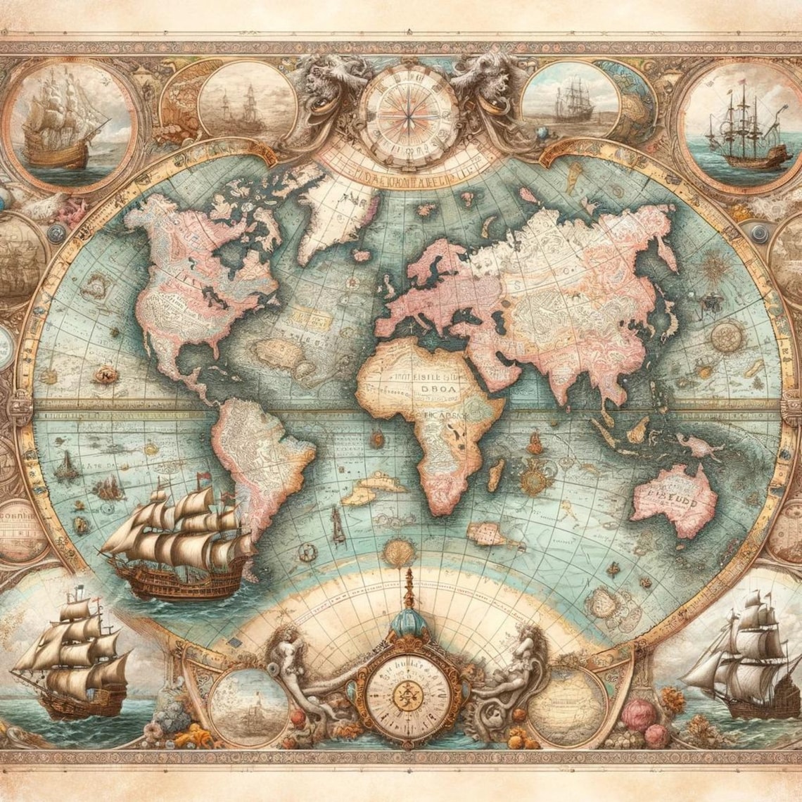 Old Retro Map Digital Paper Pack, Vintage Patterns for Creative ...