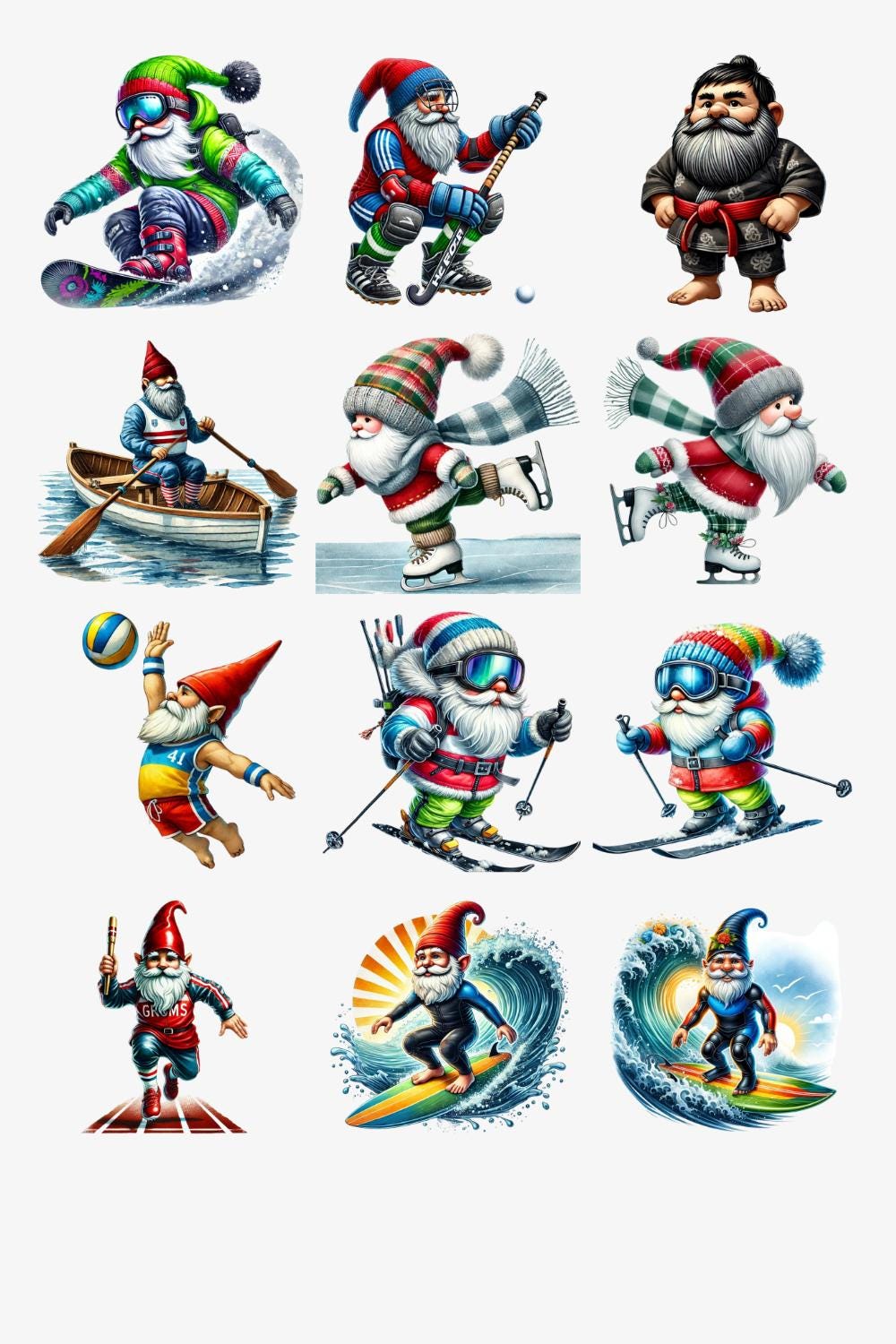 Sports Gnomes Clipart Set, Sublimation Designs for T-shirt & Stickers ...