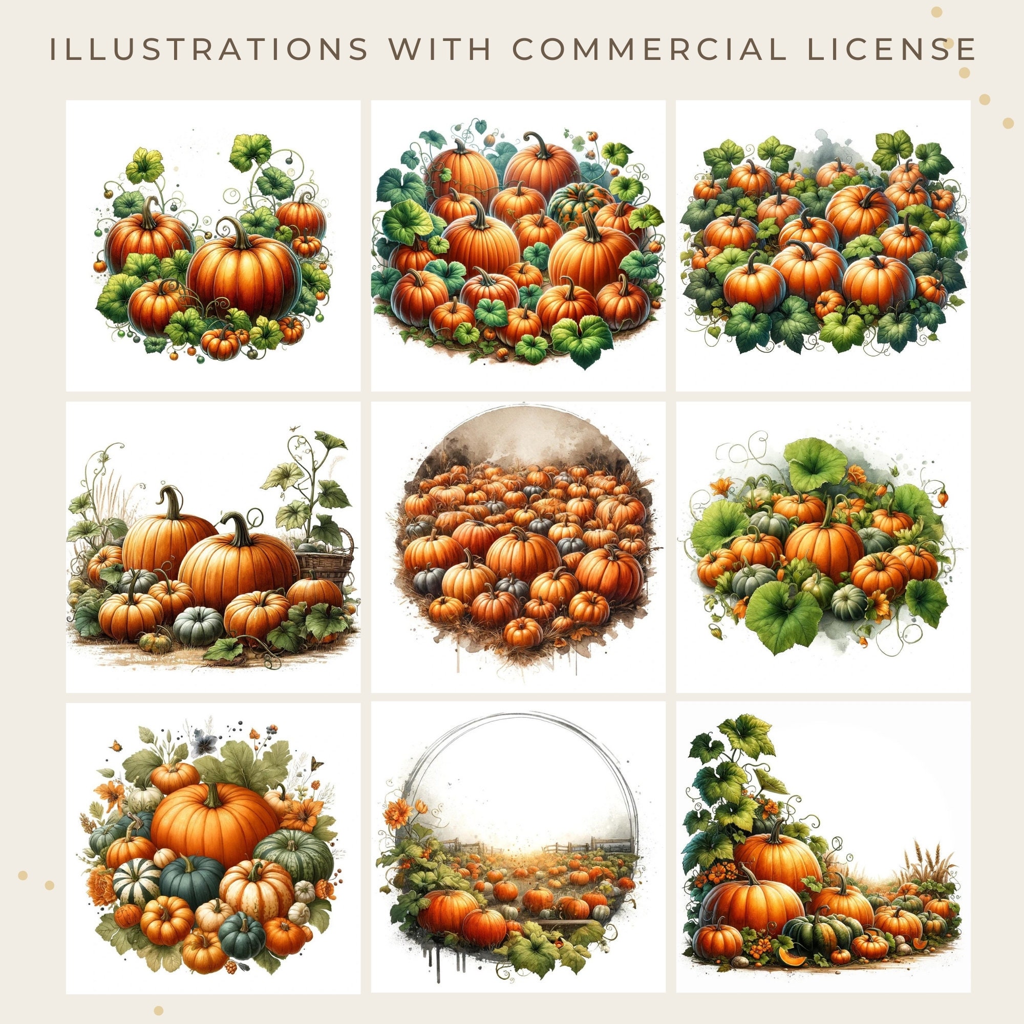 Fall Pumpkin Patch Clip Art Set, Digital Art Prints for Junk Journals ...