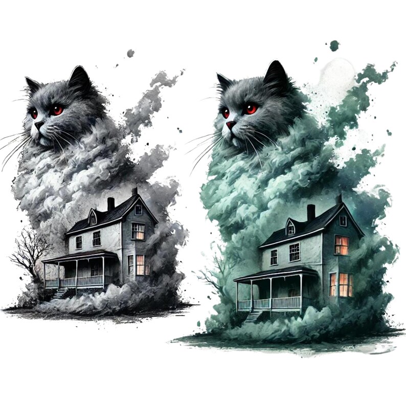 Spooky Cats Clipart Bundle, Instant Download Halloween Design, Creepy ...