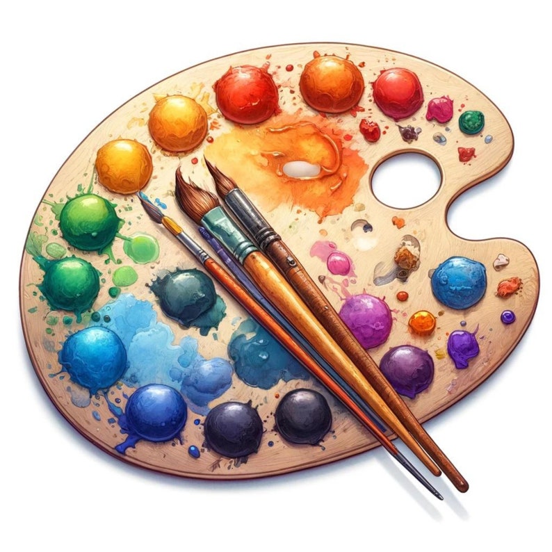 Painter's Palette Clipart for Digital Crafting & Scrapbook Ephemera ...