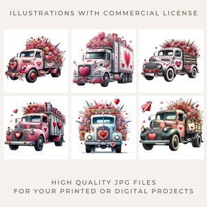 Vintage Valentine Truck Clipart, Retro V-day Design for Planner ...