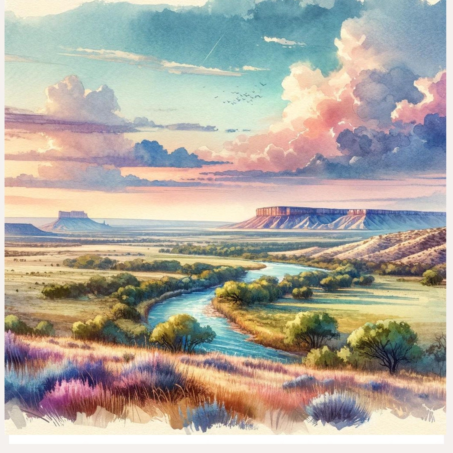 14 Watercolor Texas Landscape Digital Image Printable Design ...