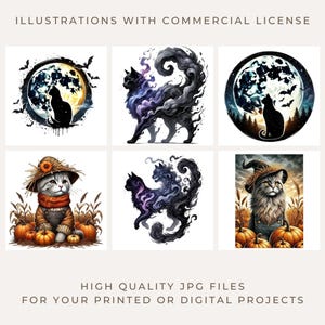 Spooky Cats Clipart Bundle, Instant Download Halloween Design, Creepy ...