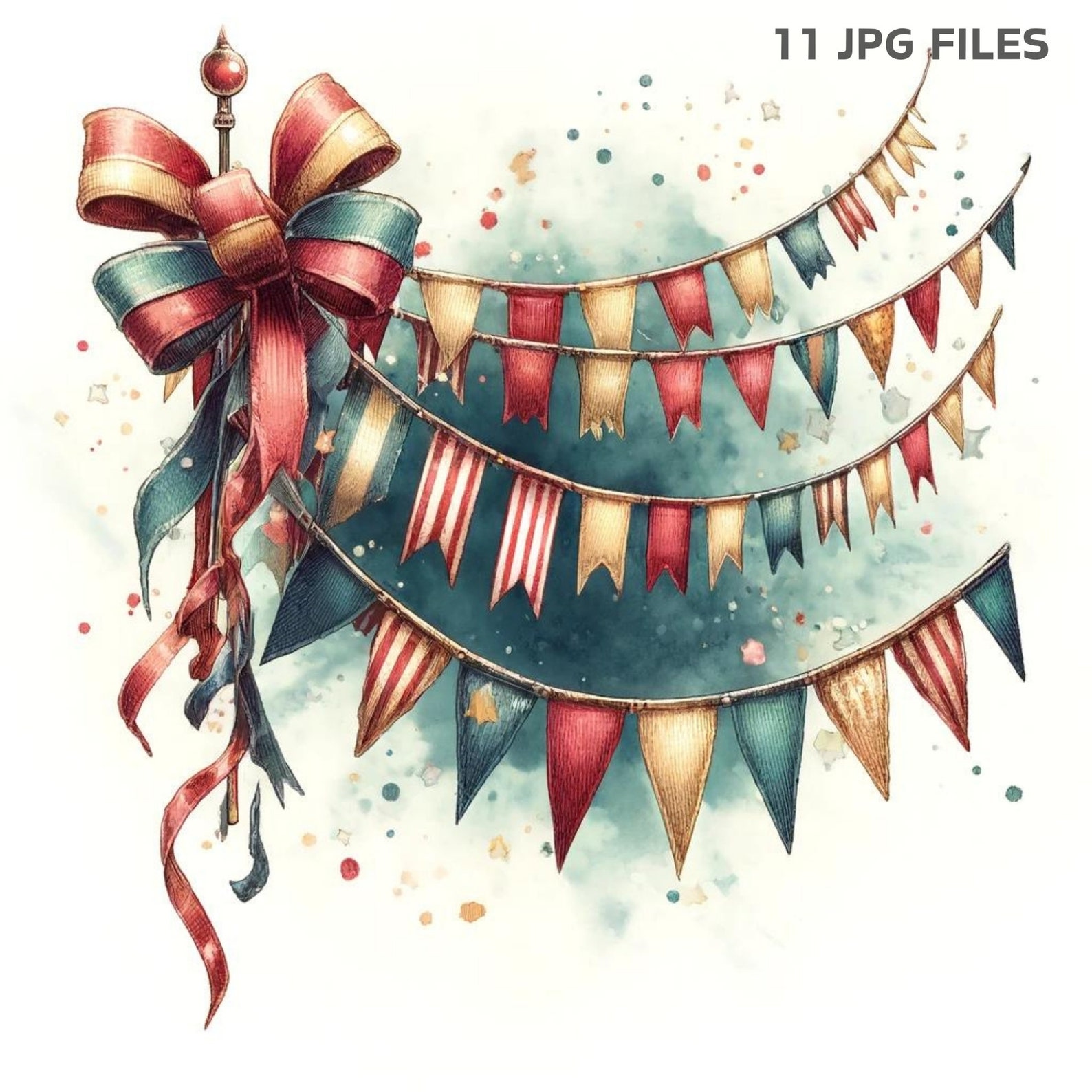 Party Bunting Clipart Bundle for Birthday Garlands and Invitations ...