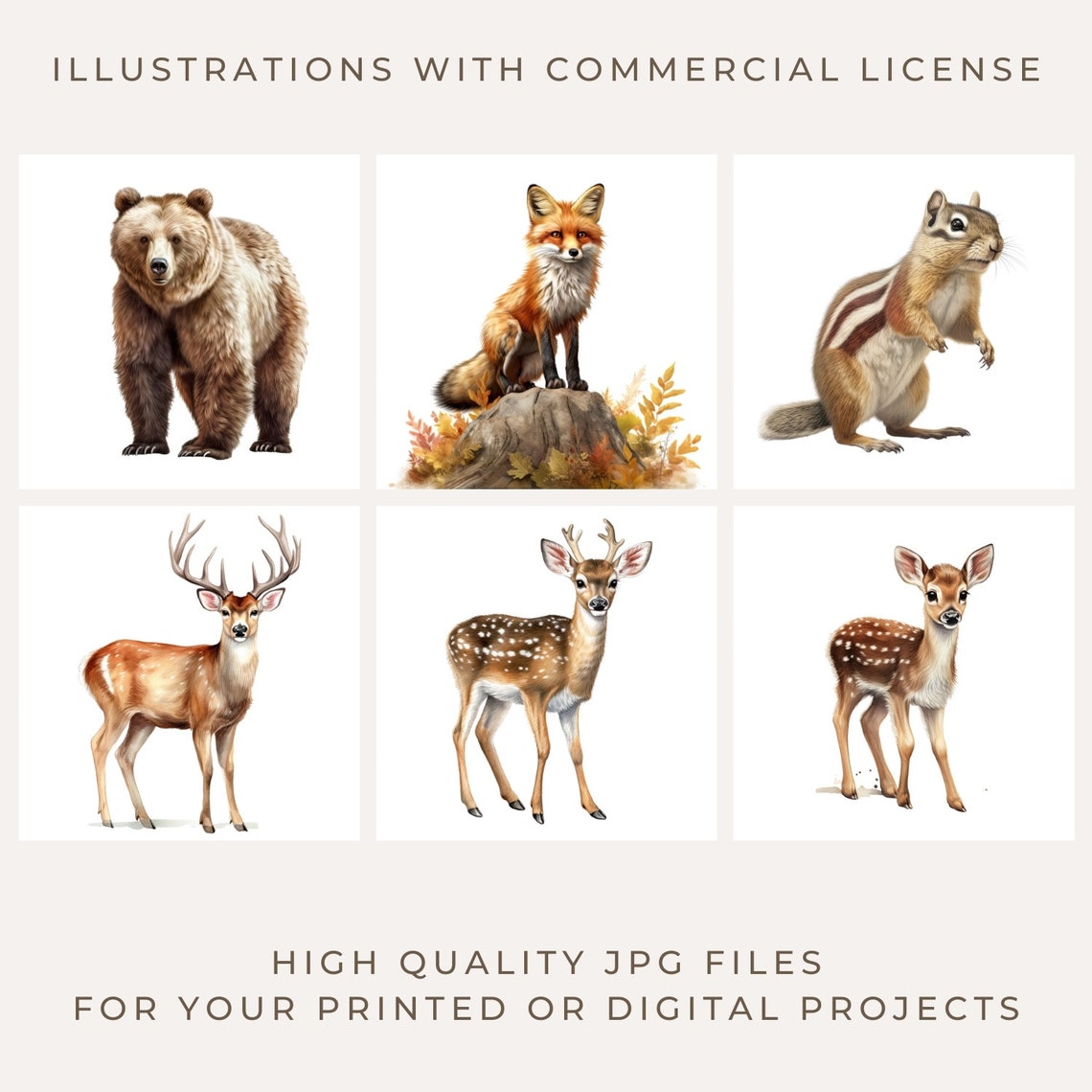 17 Watercolor Woodland Animal Clip Art, Printable Art for Nursery Decor ...