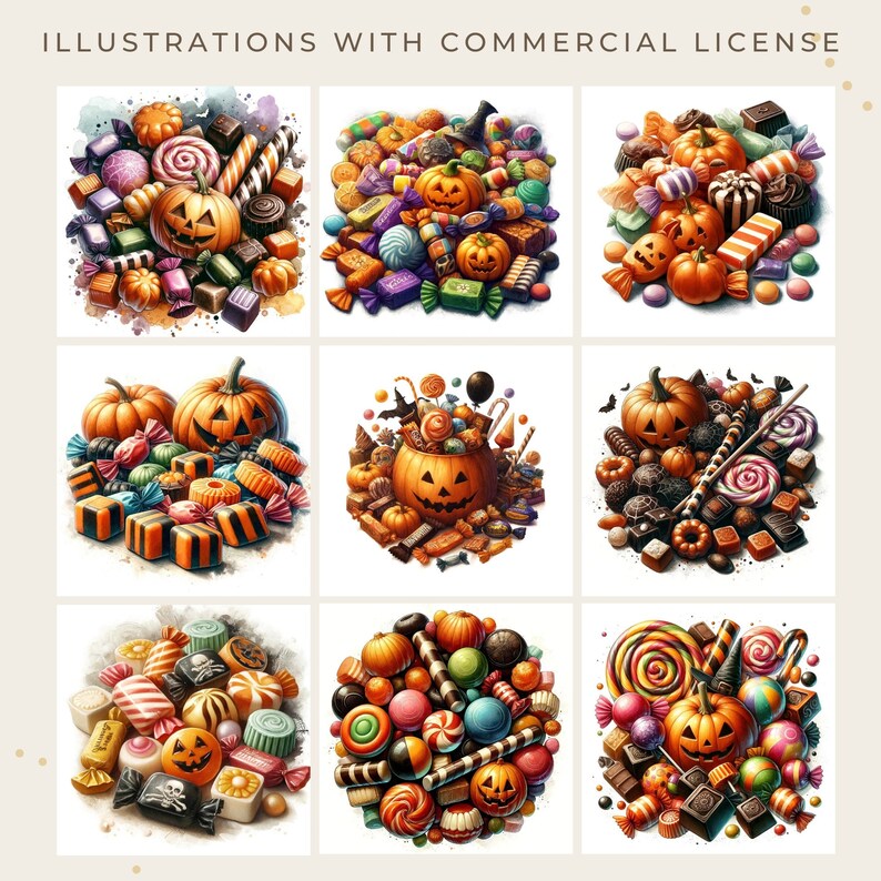 Spooky Halloween Sweets Clipart Bundle, Digital Watercolor Candy ...