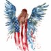 Watercolor American Flag Clipart and Angel Wings, Digital Crafting ...
