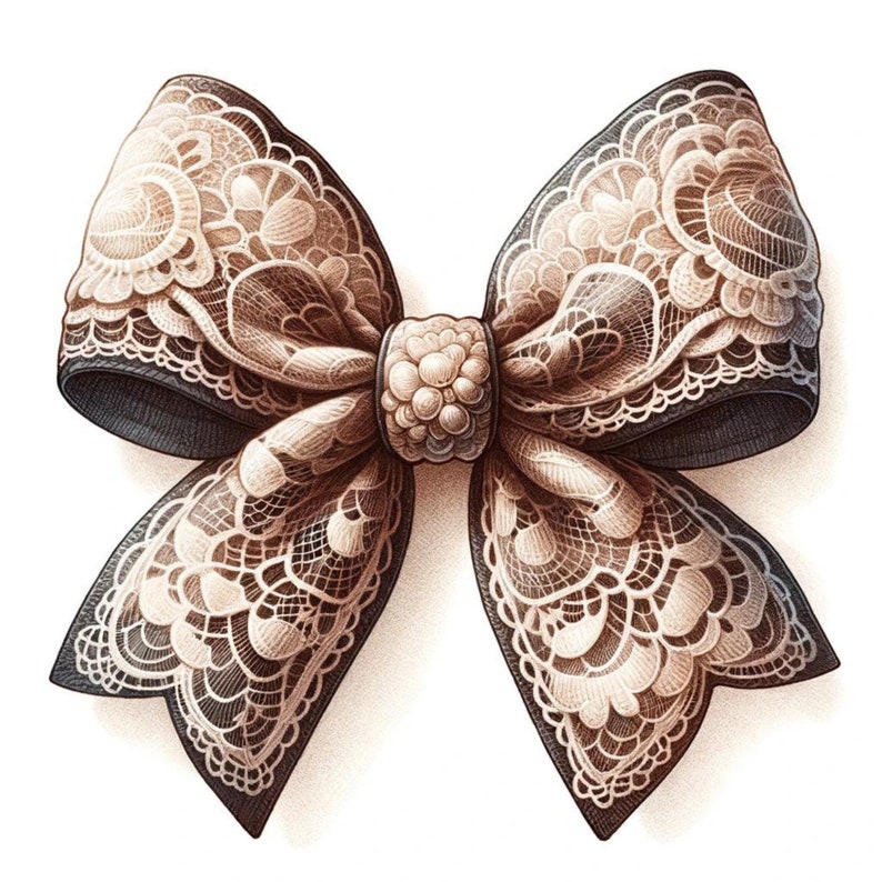 Retro Lace Bow Clipart, Shabby Chic Decor, Coquette Aesthetic Digital ...