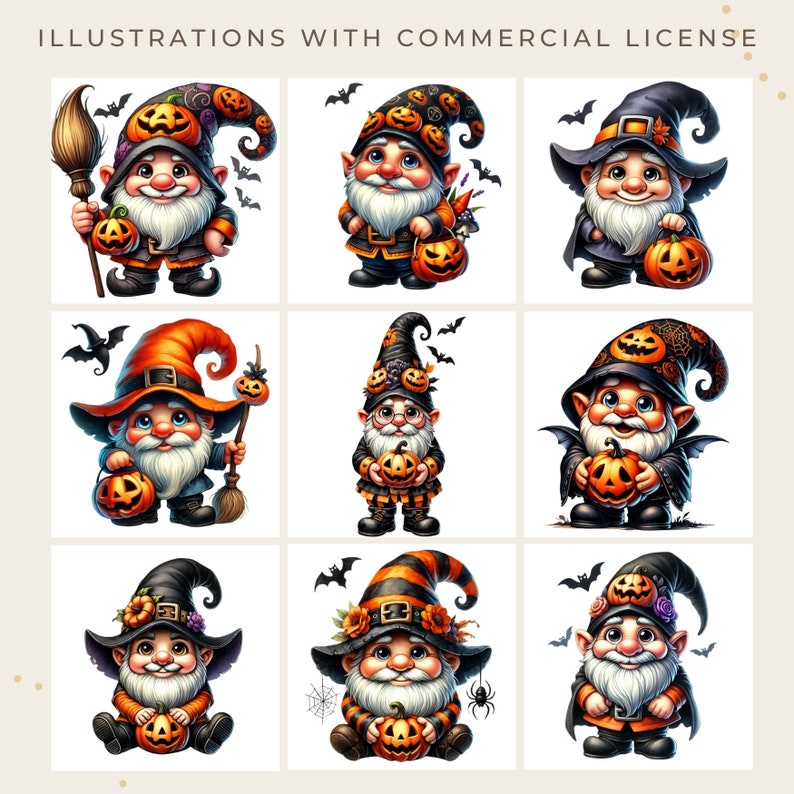 Halloween Gnome Stickers Digital Clipart Images for Junk Journals ...