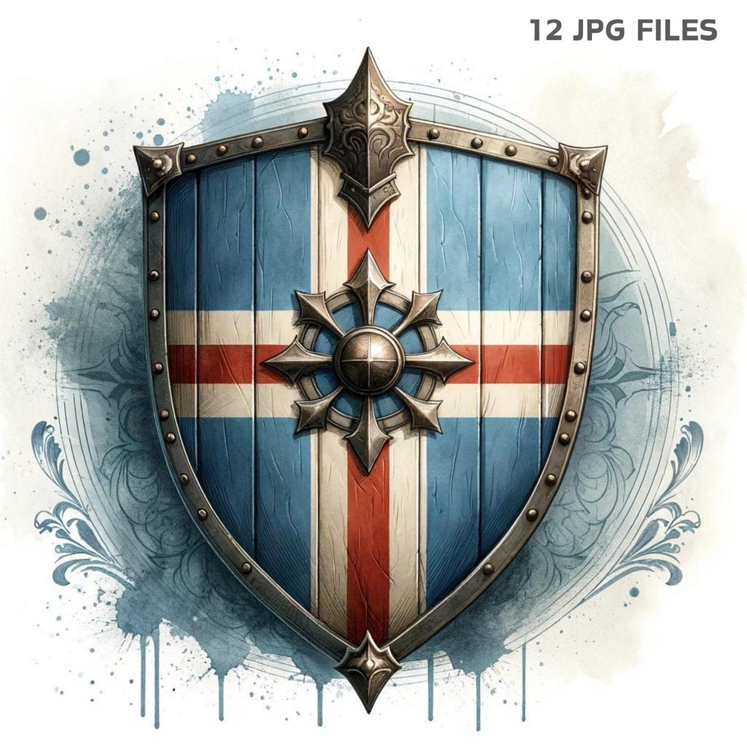 Medieval Shield Designs for Scrapbooking and Decor, Wheel of Time Inspired Medieval Art, Digital ...