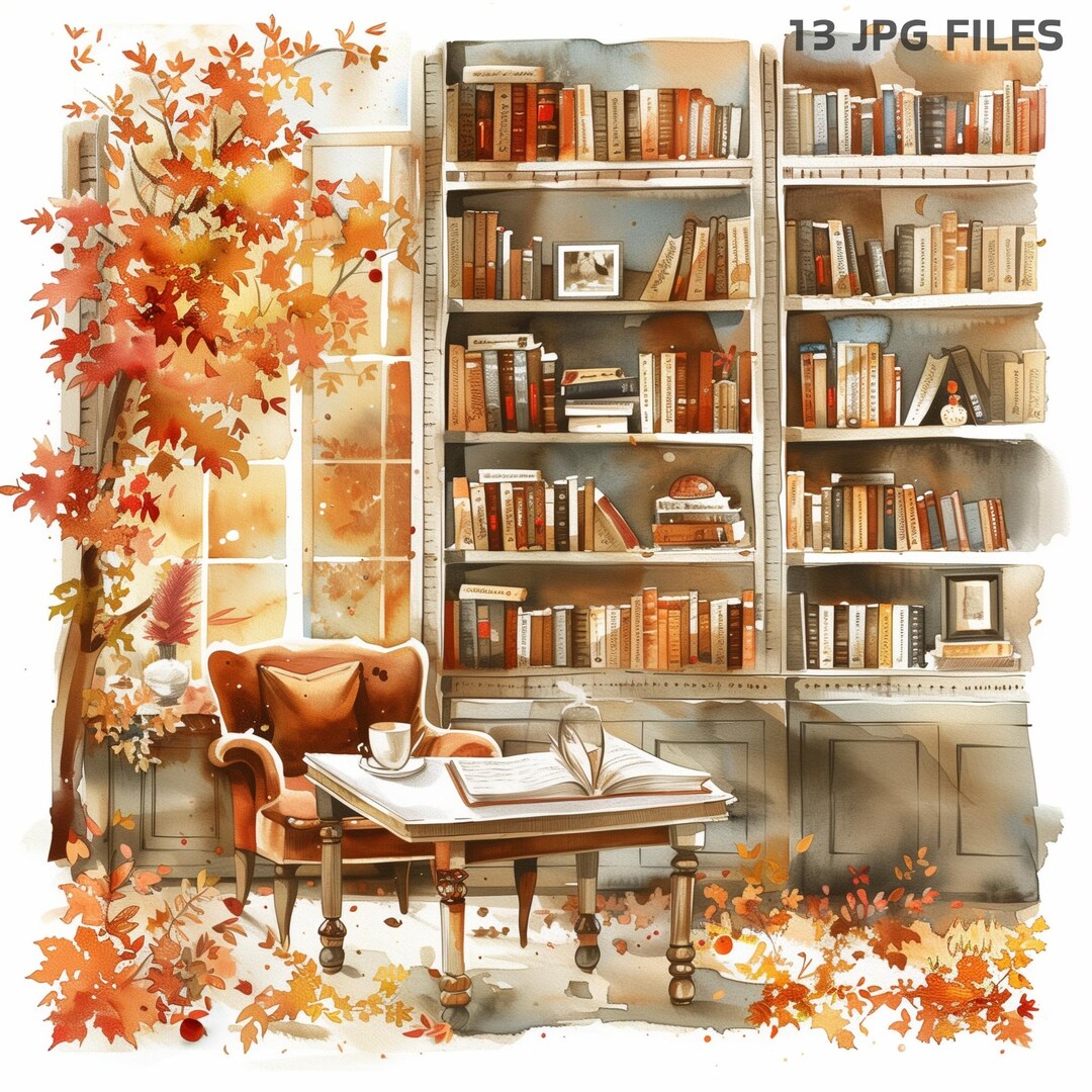 Autumn Cozy Reading Nook Clipart Set for Fall Wall Art & Planner Decor ...