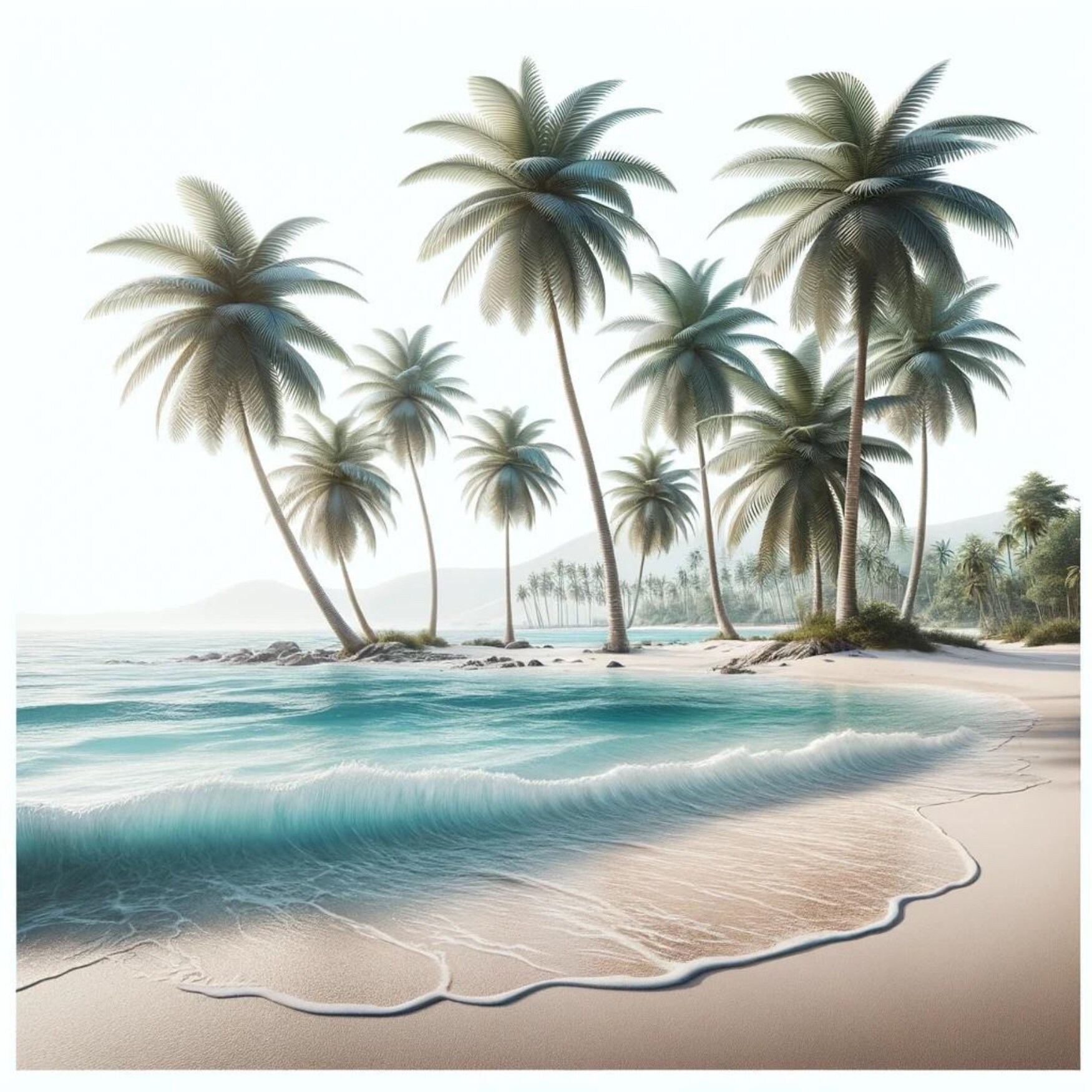 Ocean Clipart Set With Palm Tree Design, Tropical Island Background ...