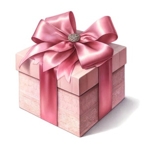 Pink Wrapped Present Clipart Bundle for Digital Crafting, Watercolor ...