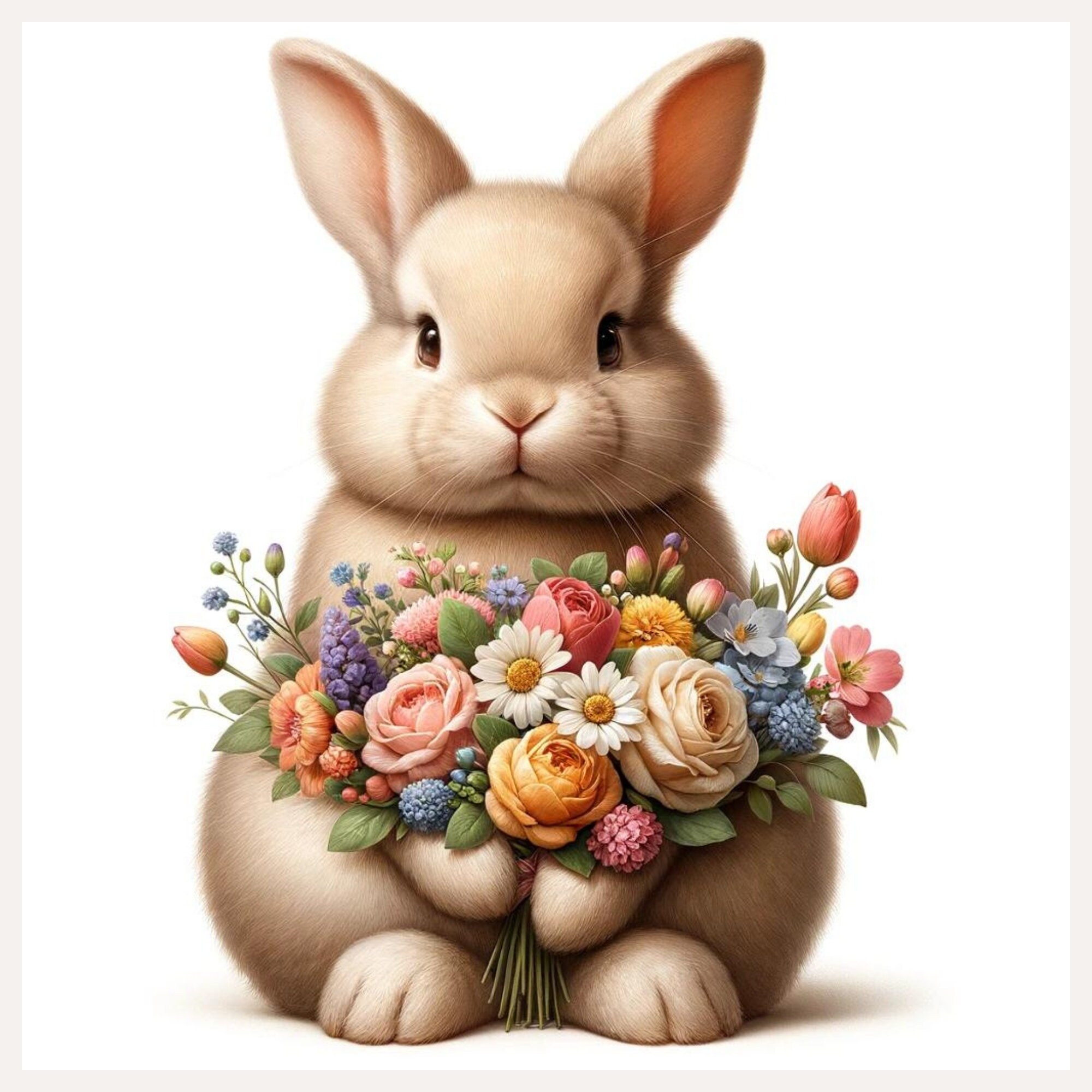 13 Bunny With Flowers Clipart Instant Download for Junk Journal ...