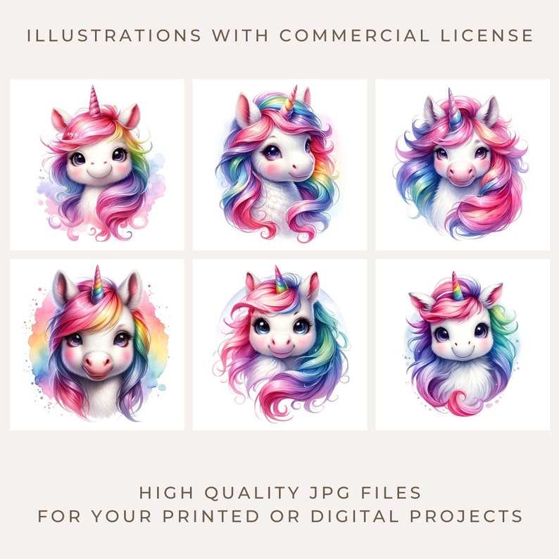 Magical Unicorn Clip Art Collection for Unicorn Parties, DIY Nursery ...