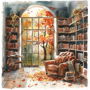 Autumn Cozy Reading Nook Clipart Set for Fall Wall Art & Planner Decor ...