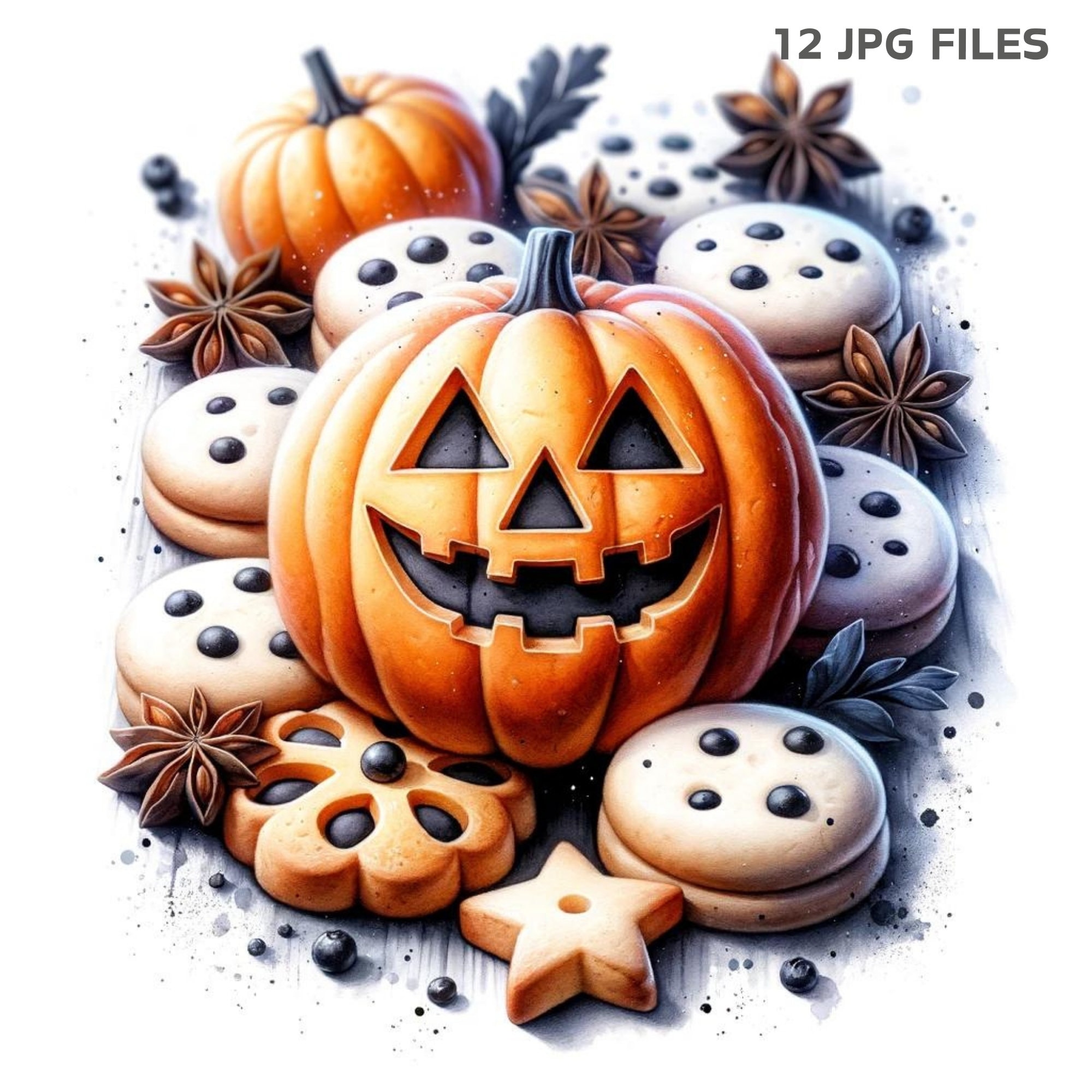 Spooky Halloween Cookies Clipart Set for Journaling, Instant Download ...