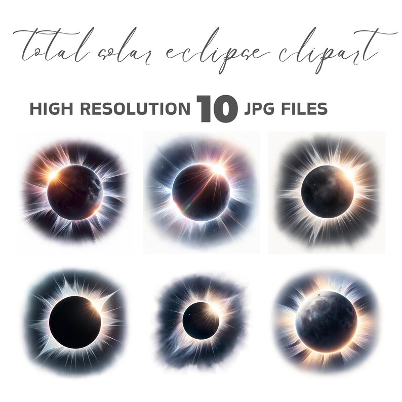 Total Solar Eclipse Clipart, Commercial Use, Paper Crafts, Digital ...