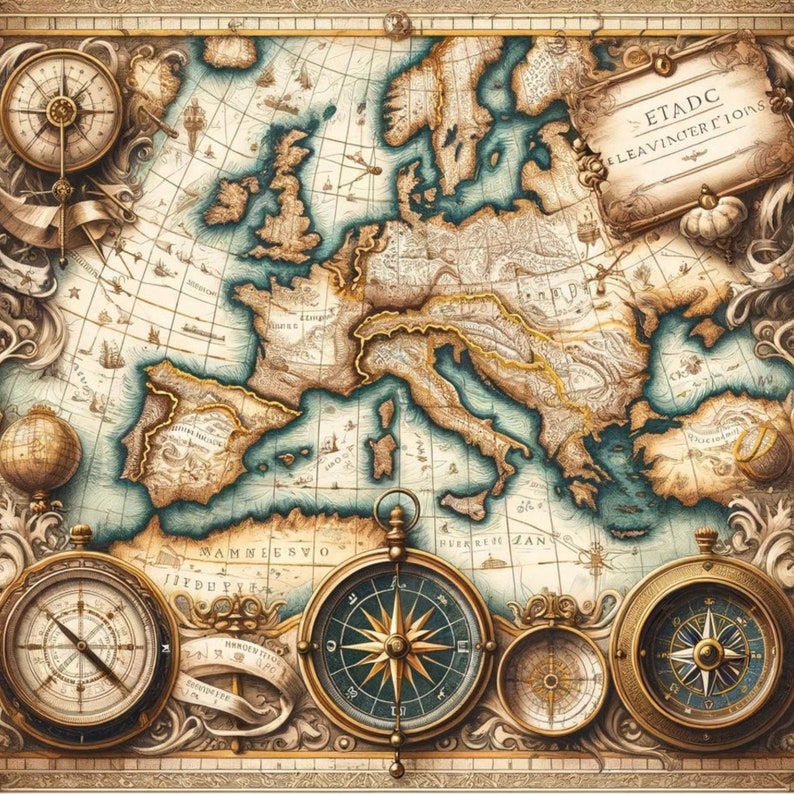 Old Retro Map Digital Paper Pack, Vintage Patterns for Creative ...