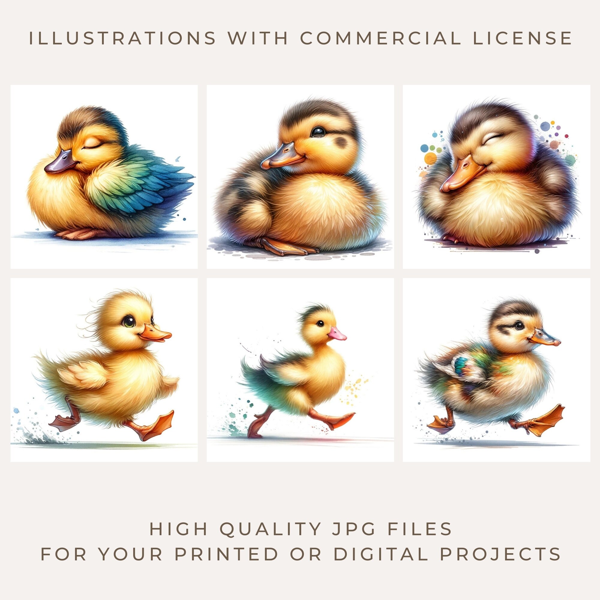 Watercolor Duck Clipart for Junk Journals, Commercial Use Digital ...