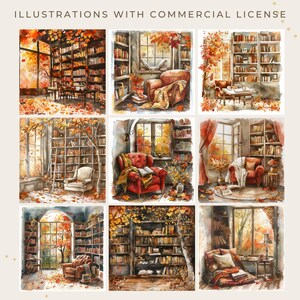 Autumn Cozy Reading Nook Clipart Set for Fall Wall Art & Planner Decor ...