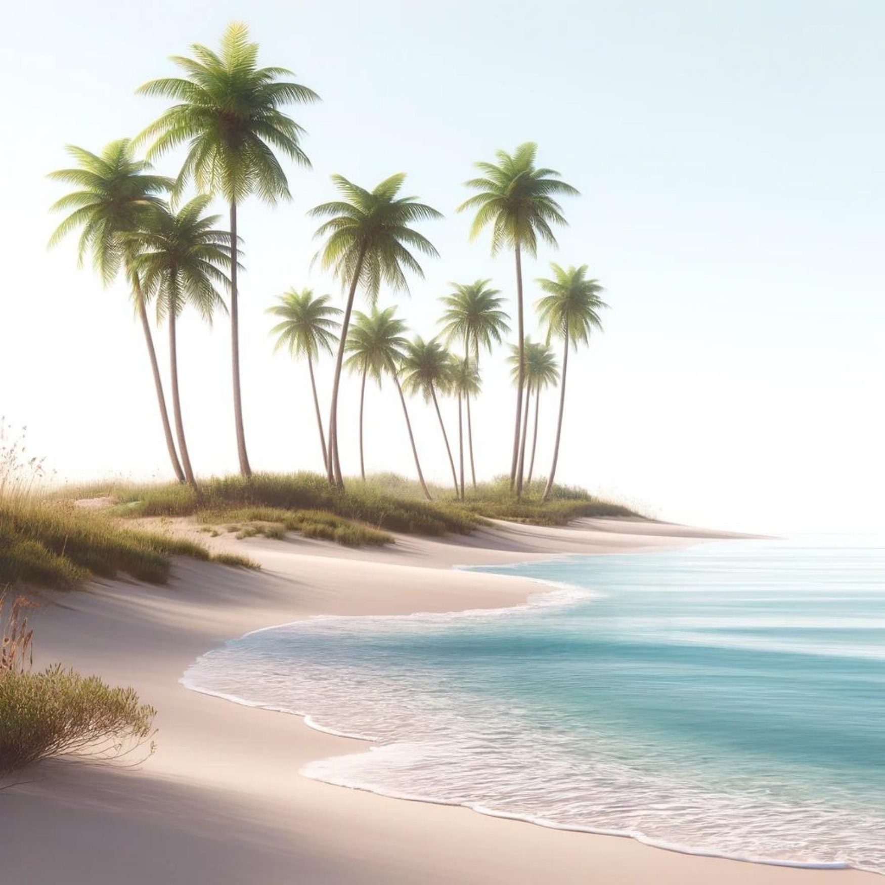 Ocean Clipart Set With Palm Tree Design, Tropical Island Background ...