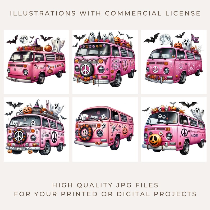 Pink Halloween Van, Hippie Halloween Theme, High Resolution JPG ...