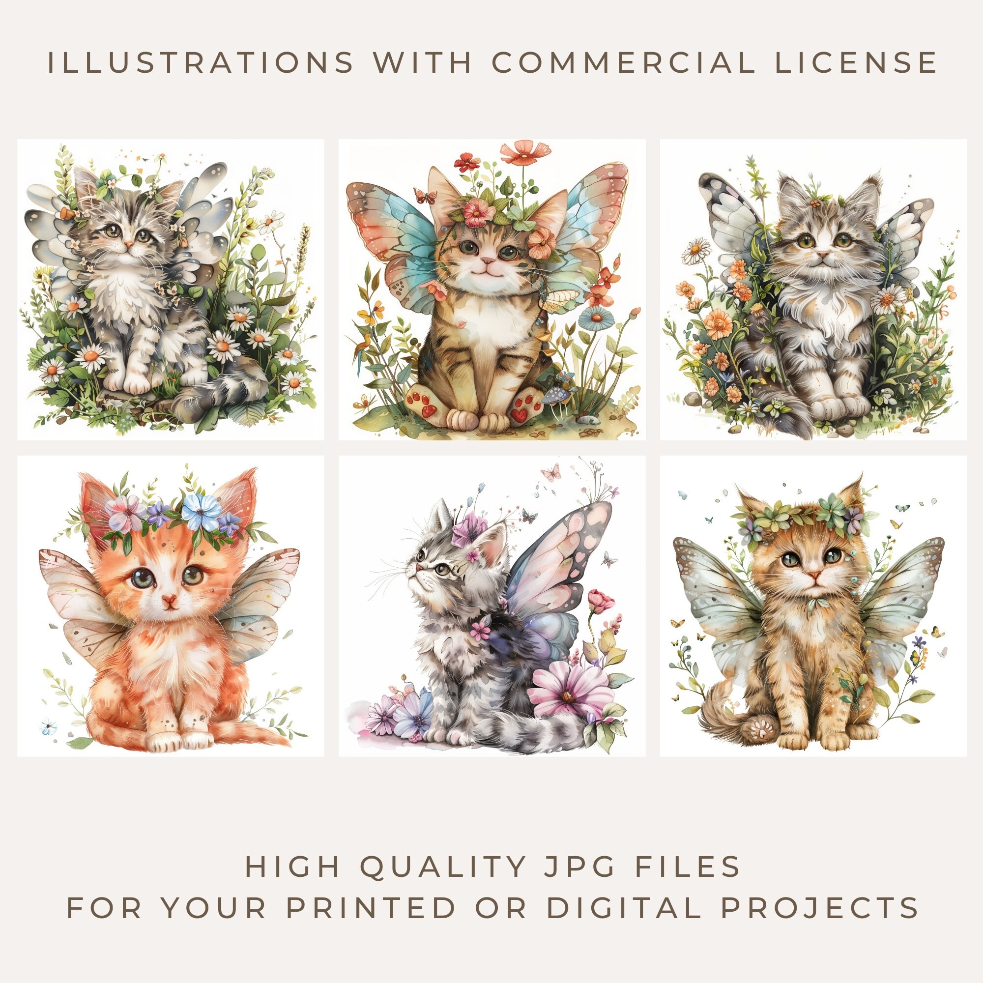 Fairy Cat Clipart for Mystical Junk Journals, Instant Download ...