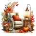 Autumn Cozy Corner Clipart Digital Art Print Watercolor Clipart Bundle ...