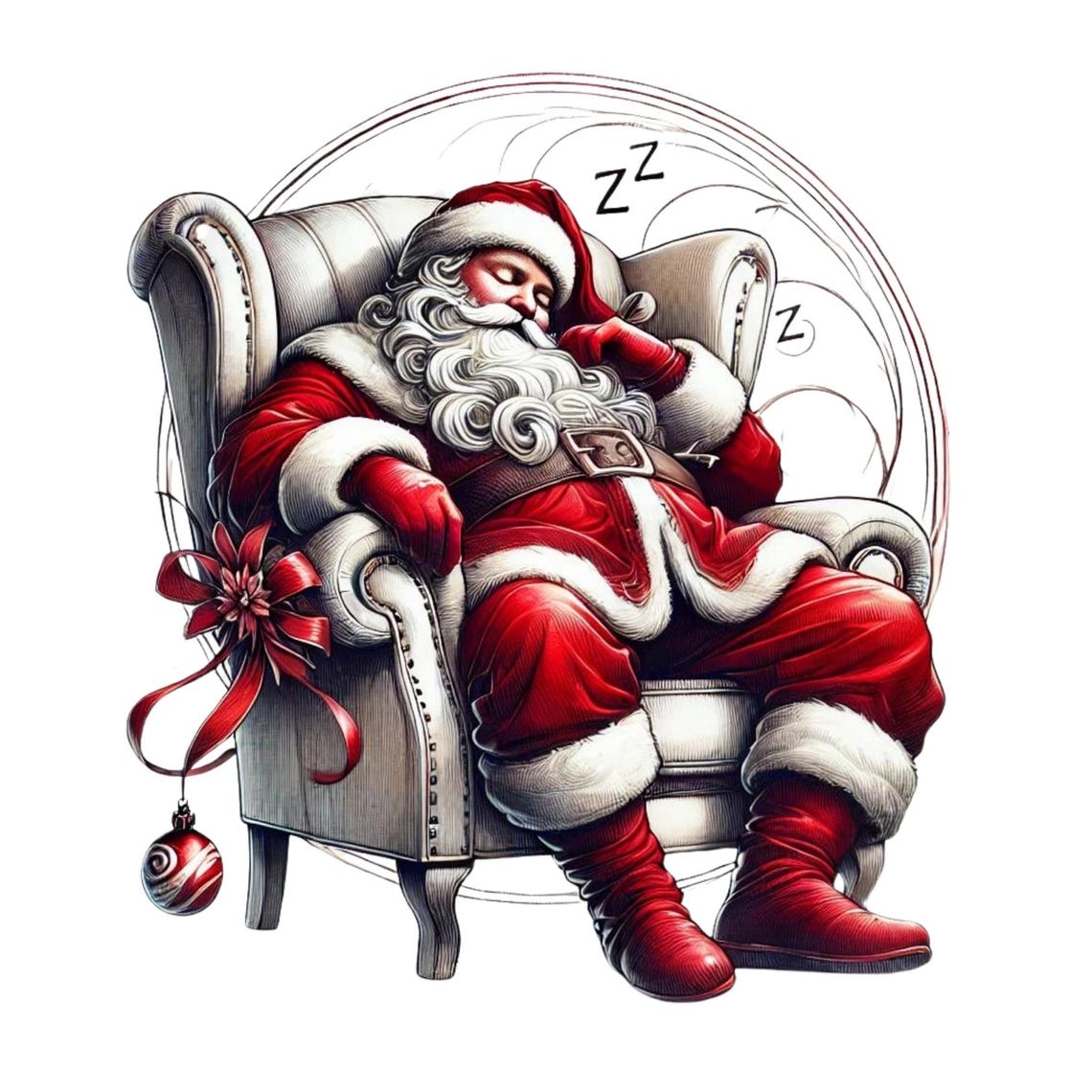 Sleeping Santa Watercolor Clipart, Digital Download for Scrapbooking ...