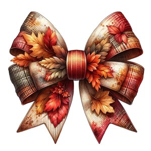 Coquette Bow Fall Bundle, Digital Download, Autumn Watercolor Clipart ...