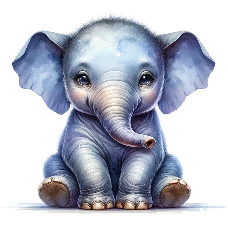 Watercolor Elephant Clipart Bundle, Instant Download for Cute Nursery ...