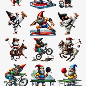 Sports Gnomes Clipart Set, Sublimation Designs for T-shirt & Stickers ...
