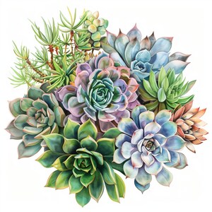 12 Watercolor Succulent Clip Art Set Digital Bundle for Junk Journal ...