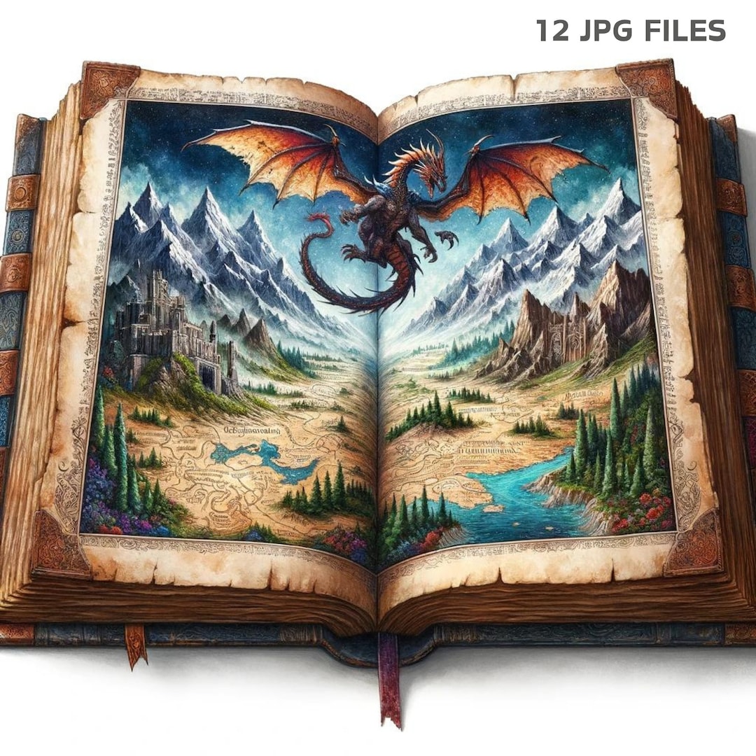 Fantasy Book Clipart Set, Digital Crafting Images for Collage ...