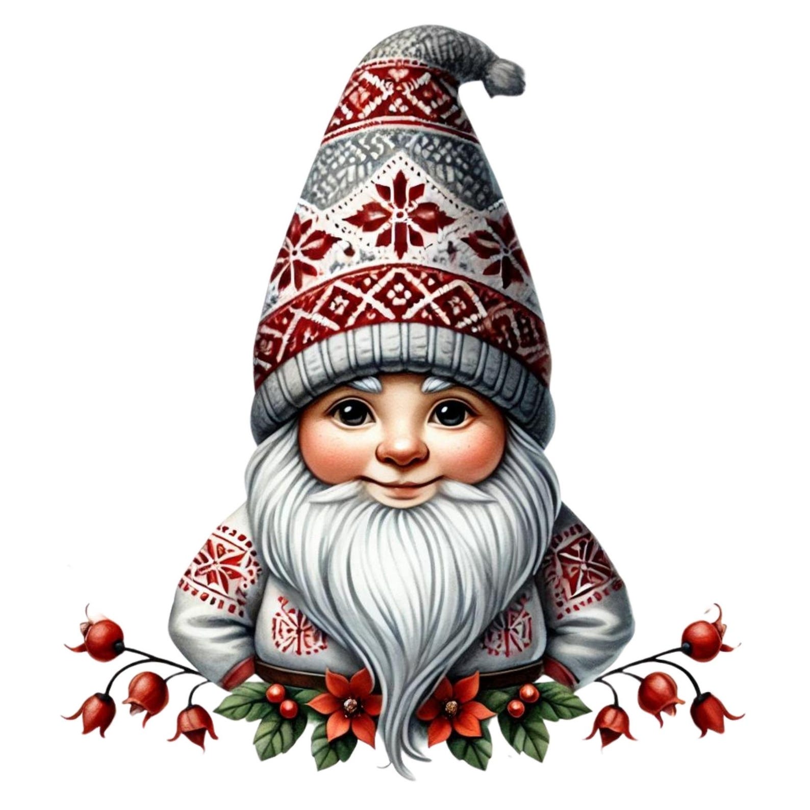 Nordic Tomte Gnome Clipart, Watercolor Images, Junk Journal, Christmas ...