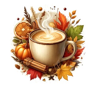 Autumn Hot Drinks Clipart Bundle, Hot Chocolate, Pumpkin Spice ...