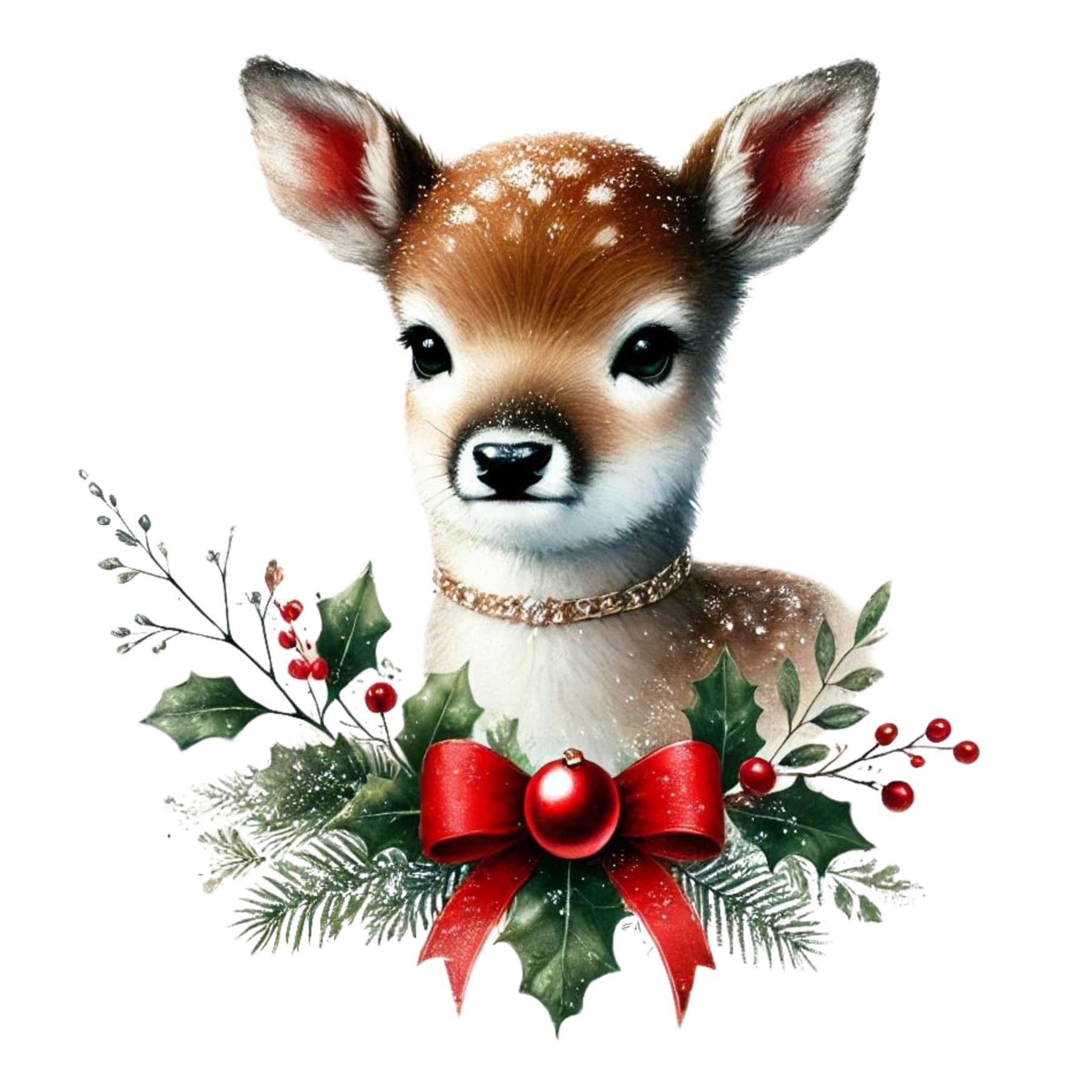 Christmas Fawn Watercolor Clipart, Digital Download for Scrapbooking ...